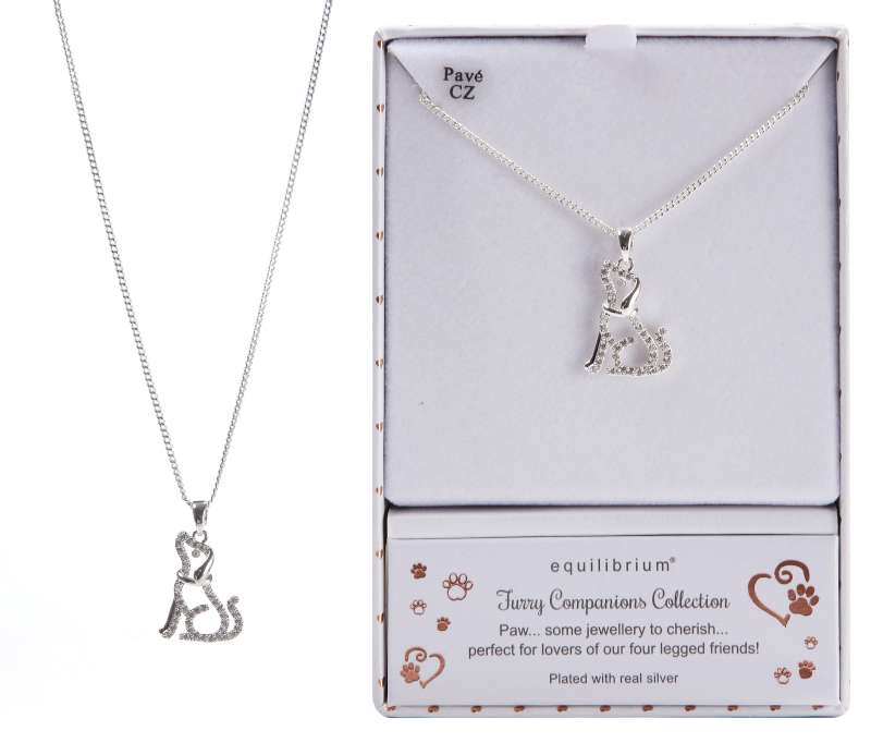 Equilibrium Sparkle Outline Silver Plated Dog Necklace – La Maison ...